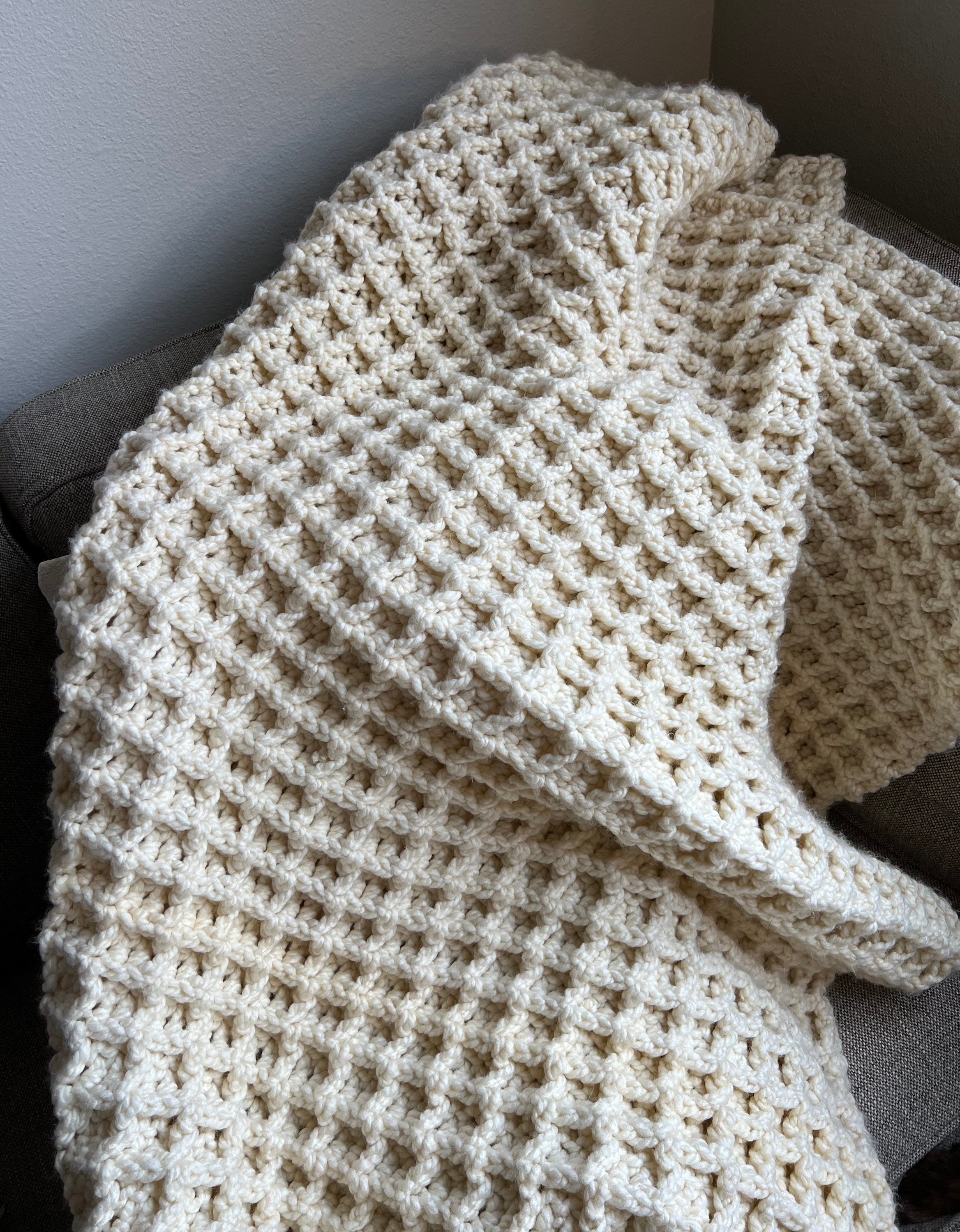 Waffle Throw Crochet PATTERN / Crochet Patterns Blanket Throw Easy ...