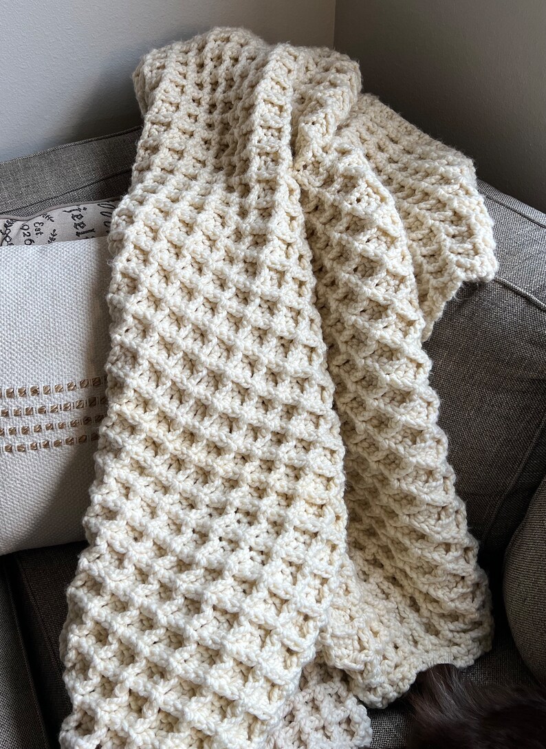 Waffle Throw Crochet PATTERN / Crochet Patterns Blanket Throw Easy ...