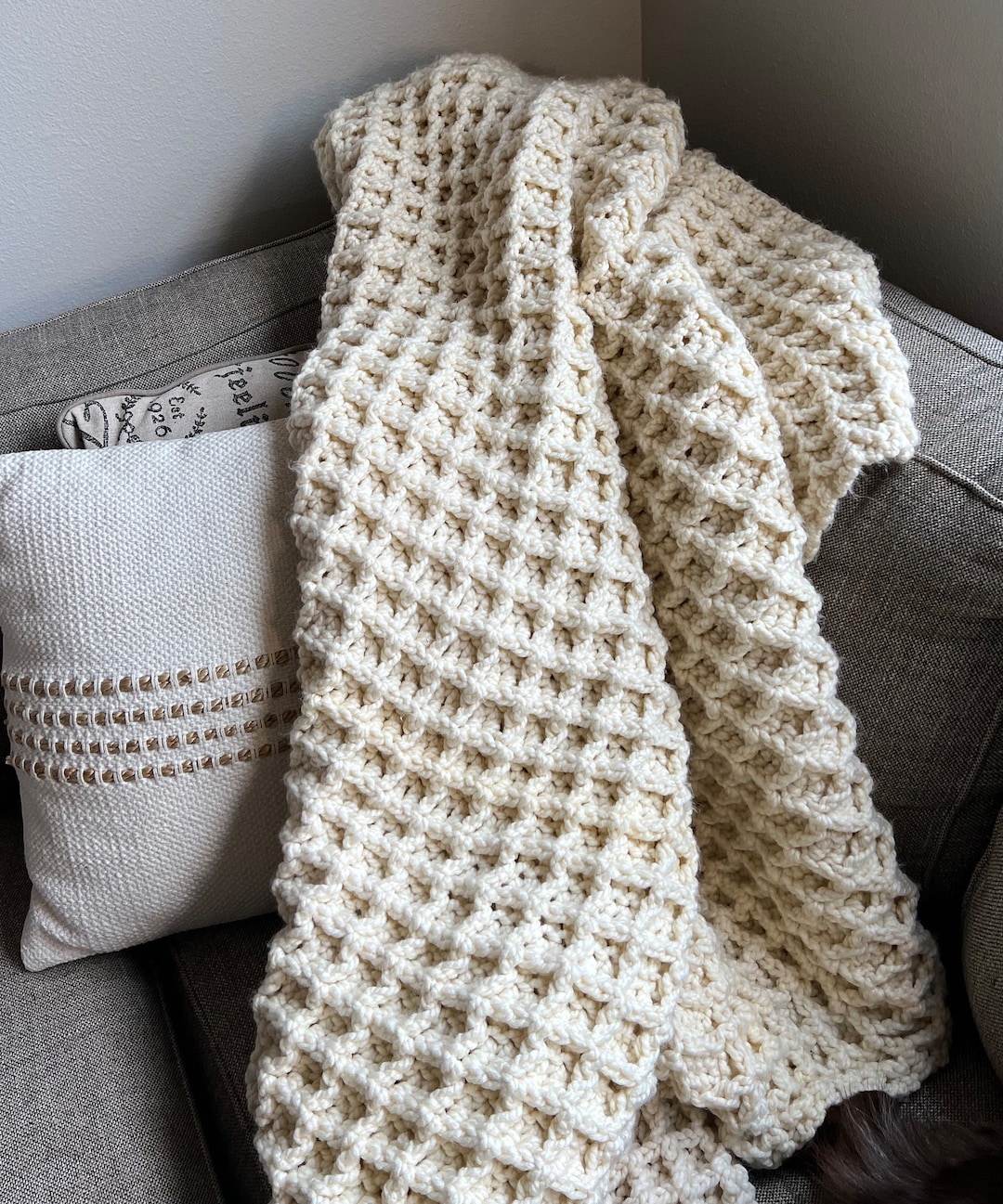 Waffle Throw Crochet PATTERN / Crochet Patterns Blanket Throw Easy ...