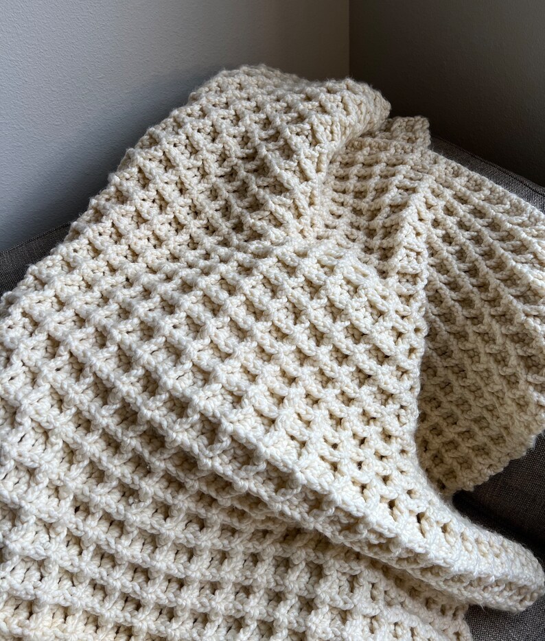 Waffle Throw Crochet PATTERN / Crochet Patterns Blanket Throw Easy ...