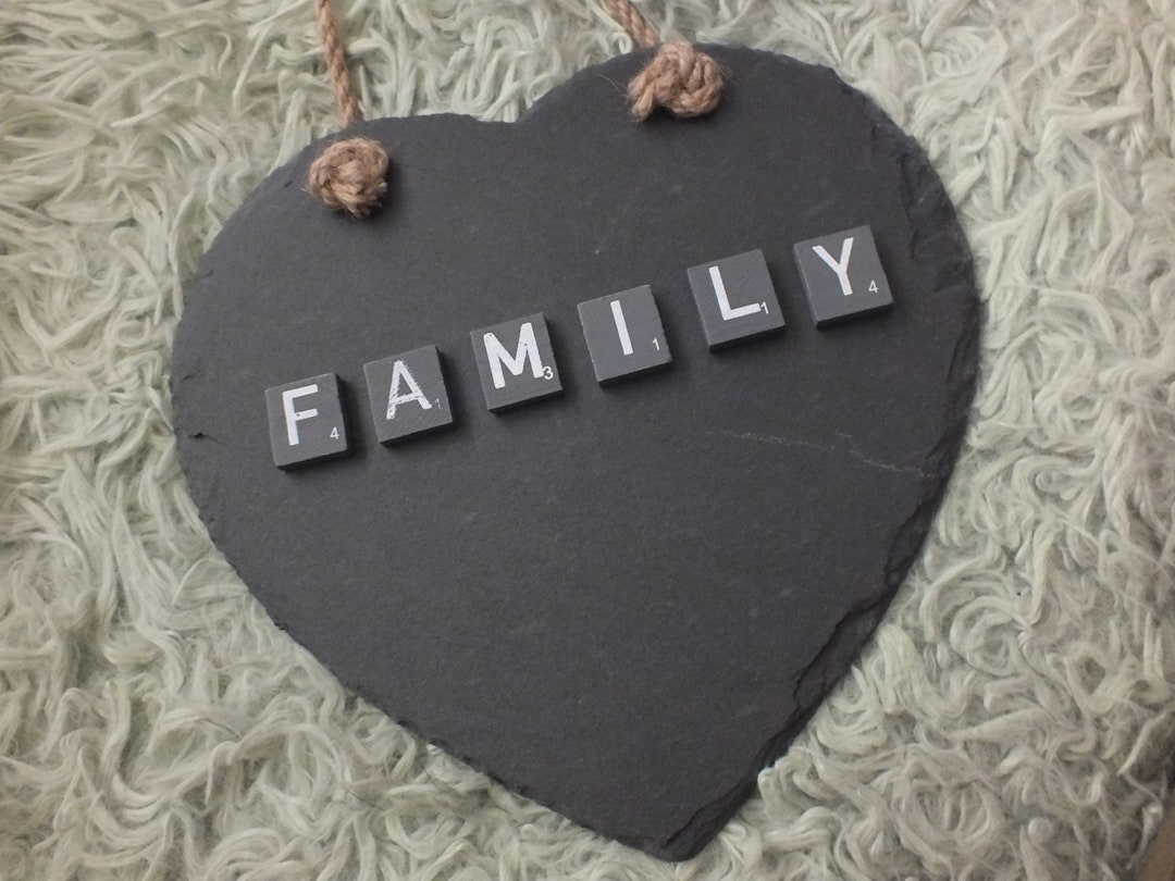 Custom heart slate scrabble pieces - friends, family, names - Etsy ...
