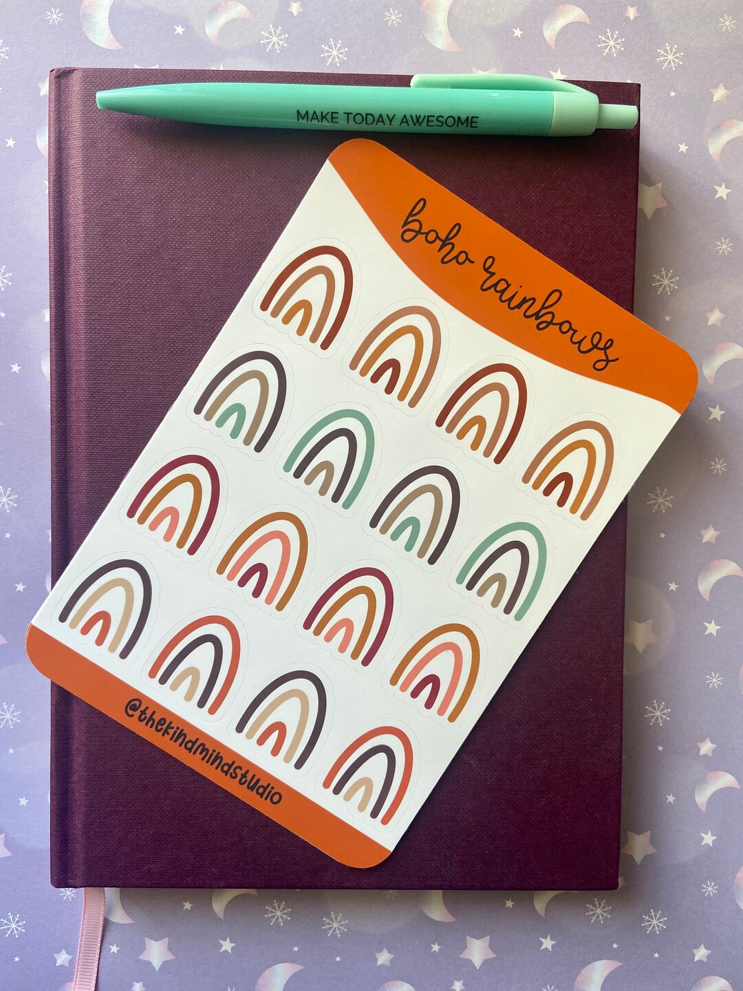 Boho Rainbow Sticker Sheet: Earthy Colors Planner Stickers - Etsy