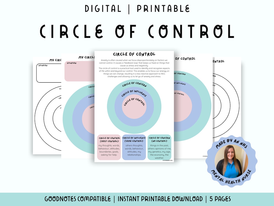 Circle of Control Digital Download Printable PDF, Mental Health ...