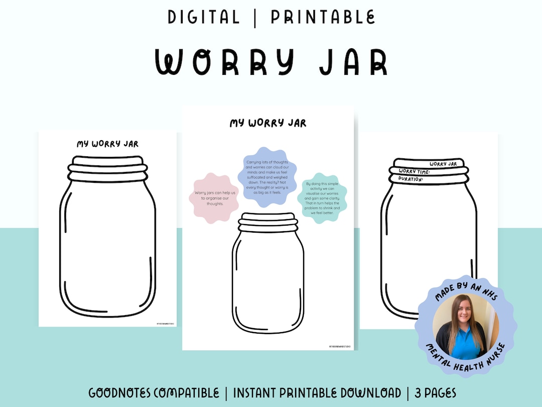 My Worry Jar Digital Download Printable PDF, Mental Health Self Help ...