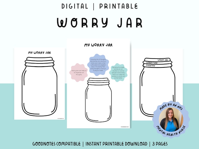 My Worry Jar Worksheet: Mental Health Self Help (digital Download) - Etsy