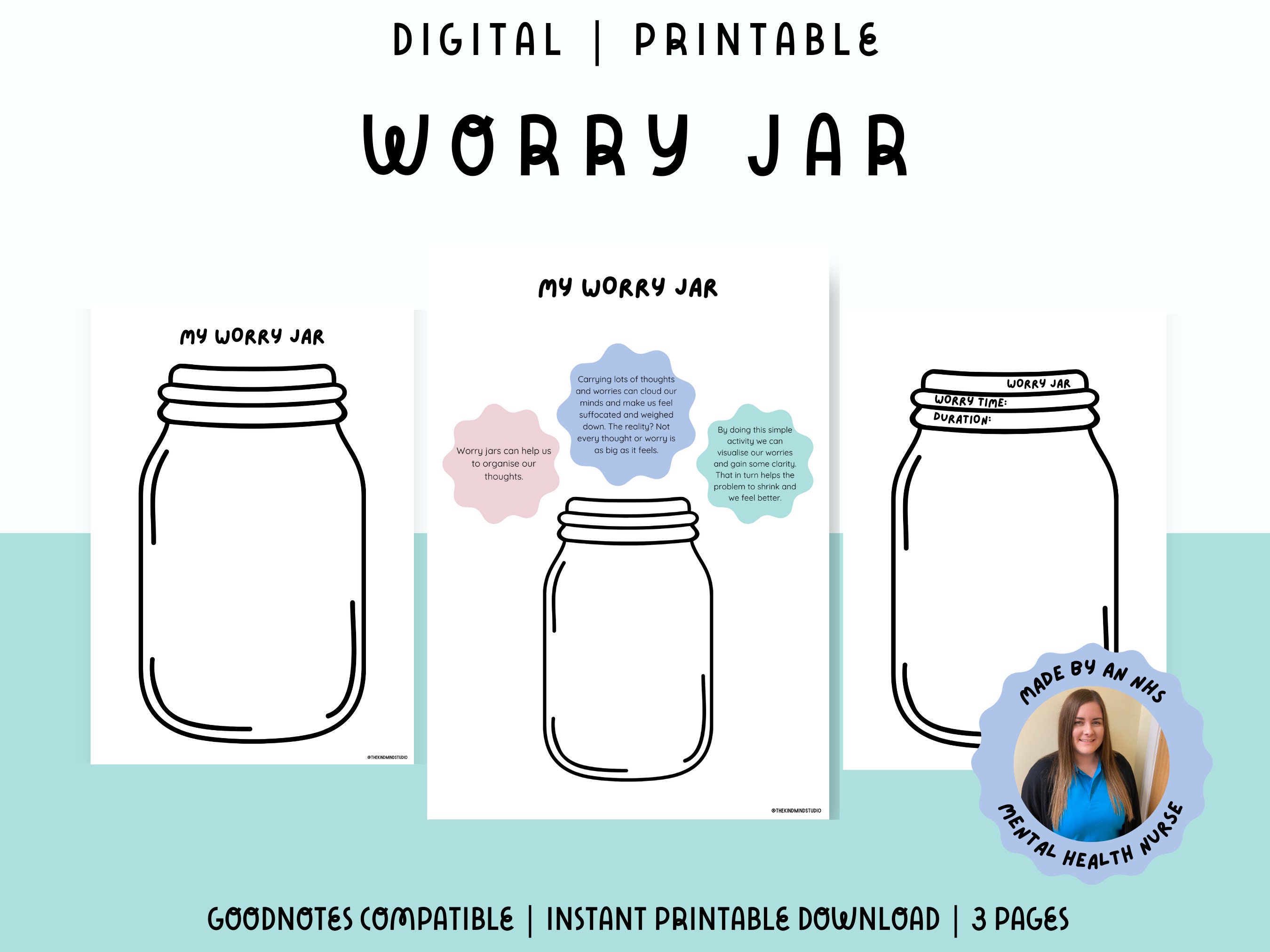 My Worry Jar Digital Download Printable PDF, Mental Health Self Help ...