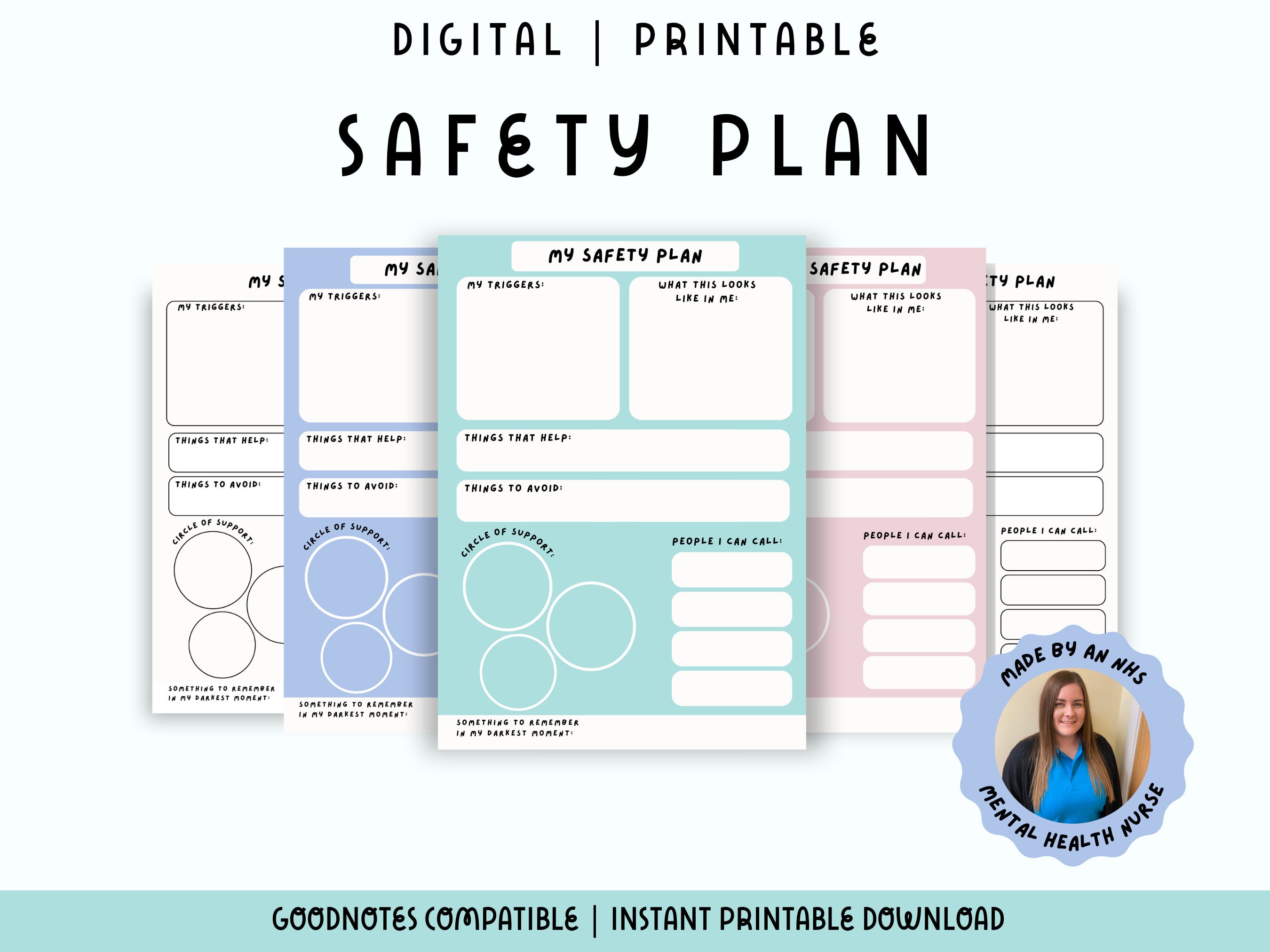 My Safety Plan Digital Download Printable PDF, Mental Health Self Help ...