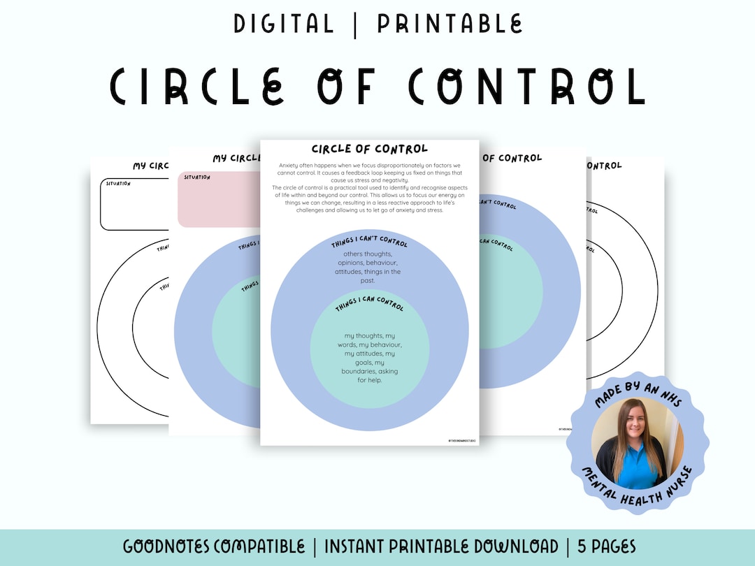 Circle of Control Worksheet: Anxiety Management, Self Help (digital ...