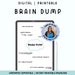 Brain Dump Digital Download Printable PDF, Mental Health Self Help ...