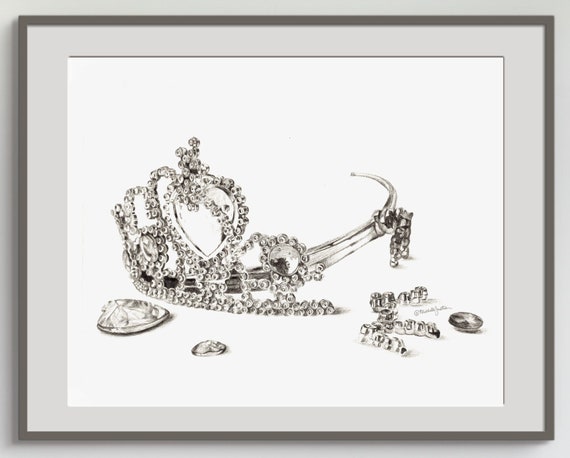 Broken Tiara Drawing Instant Download | Etsy