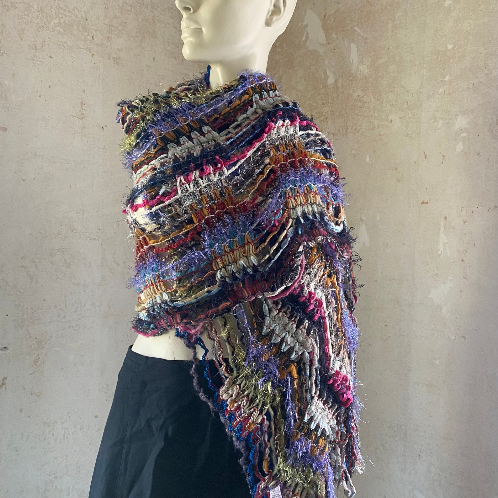 Multicolor Textured Open Scarf Shawl Throw - Etsy