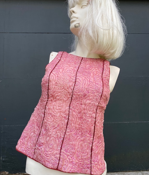 Rose Glitter Top Victorian Corset Textured Tank Desig… - Gem