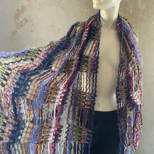Multicolor Textured Open Scarf Shawl Throw - Etsy
