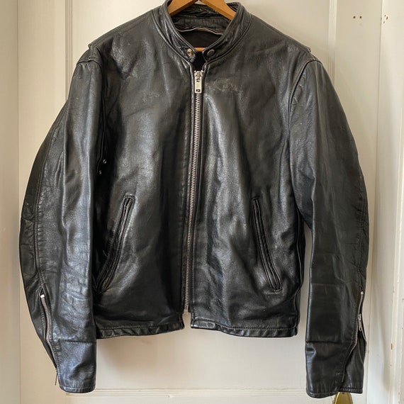 Classic Vintage Leather Motorcycle Jacket 1970s 1980s… - Gem