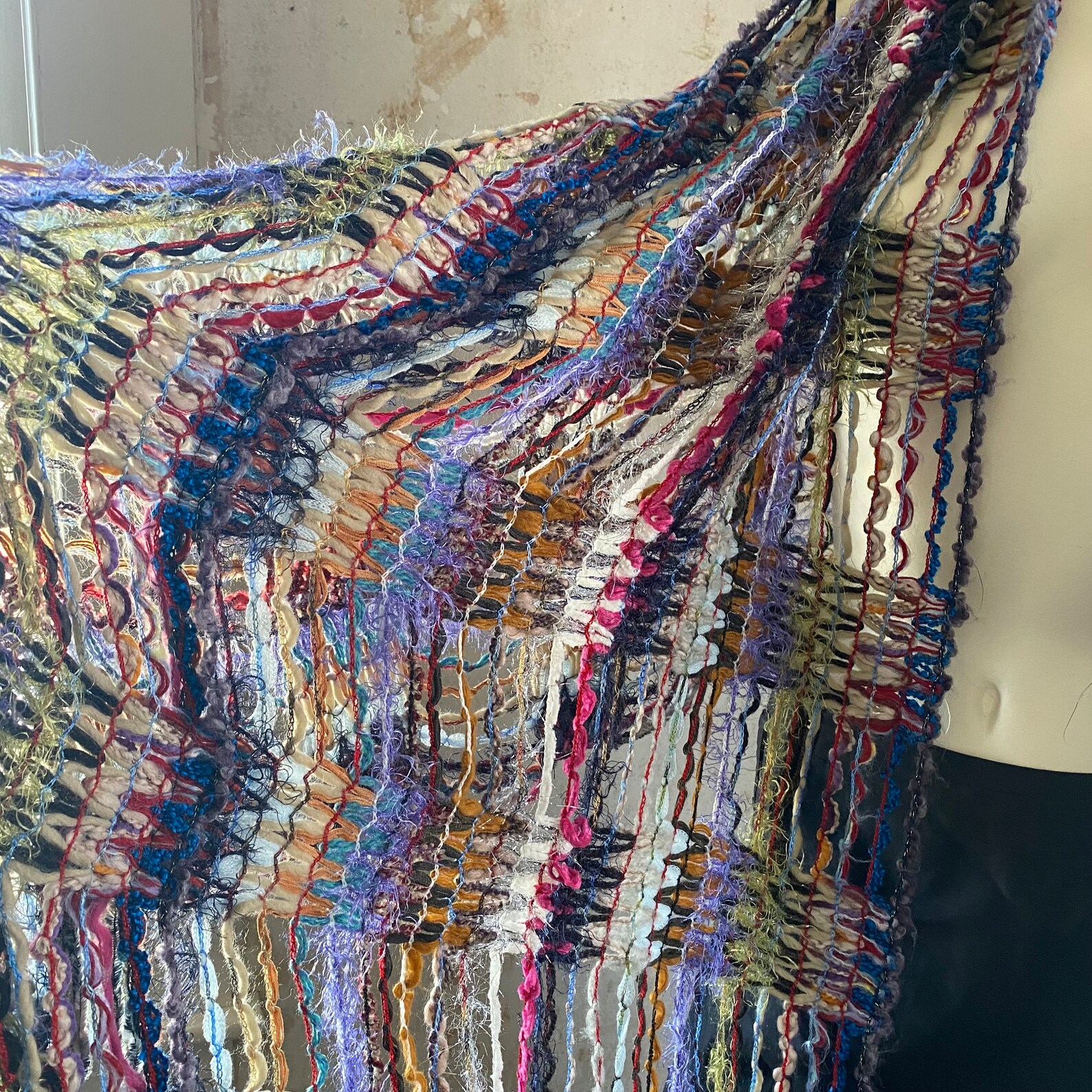 Multicolor Textured Open Scarf Shawl Throw - Etsy