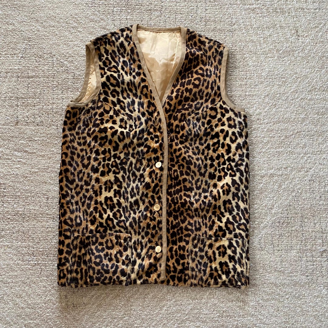 Leopard Print Vintage 1960s Soft Fuzzy Animal Print Long Vest - Etsy