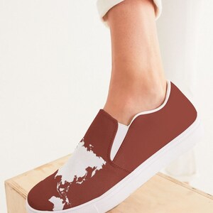 World Map Slip on Shoes Women Canvas Shoes Custom Shoes Unique Shoes ...
