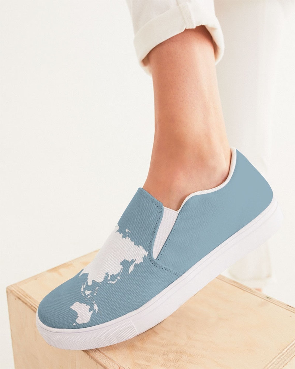 World Map Slip on Shoes Women Canvas Shoes Custom Shoes Unique Shoes ...
