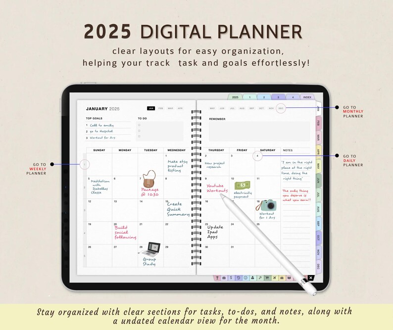 2025 Digital Planner: Goodnotes Template With Stickers (PDF) - Etsy