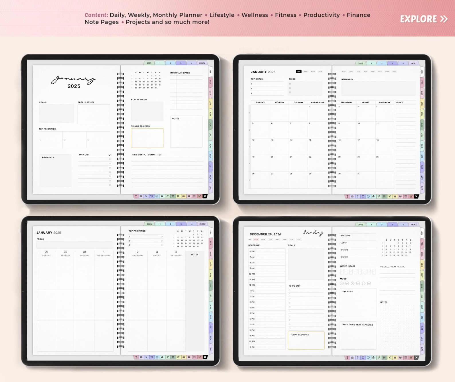 2025 Digital Planner: Goodnotes Template With Stickers (PDF) - Etsy