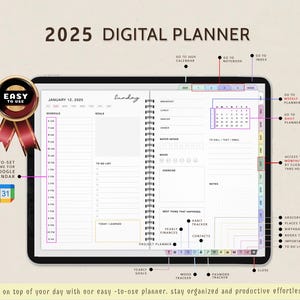 2025 Digital Planner: Goodnotes Template With Stickers (PDF) - Etsy