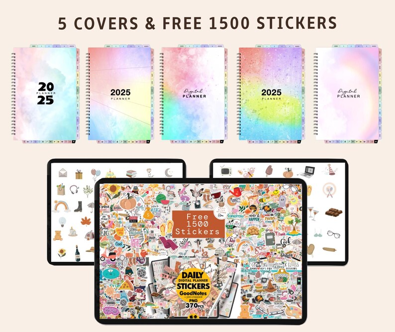 2025 Digital Planner: Goodnotes Template With Stickers (PDF) - Etsy