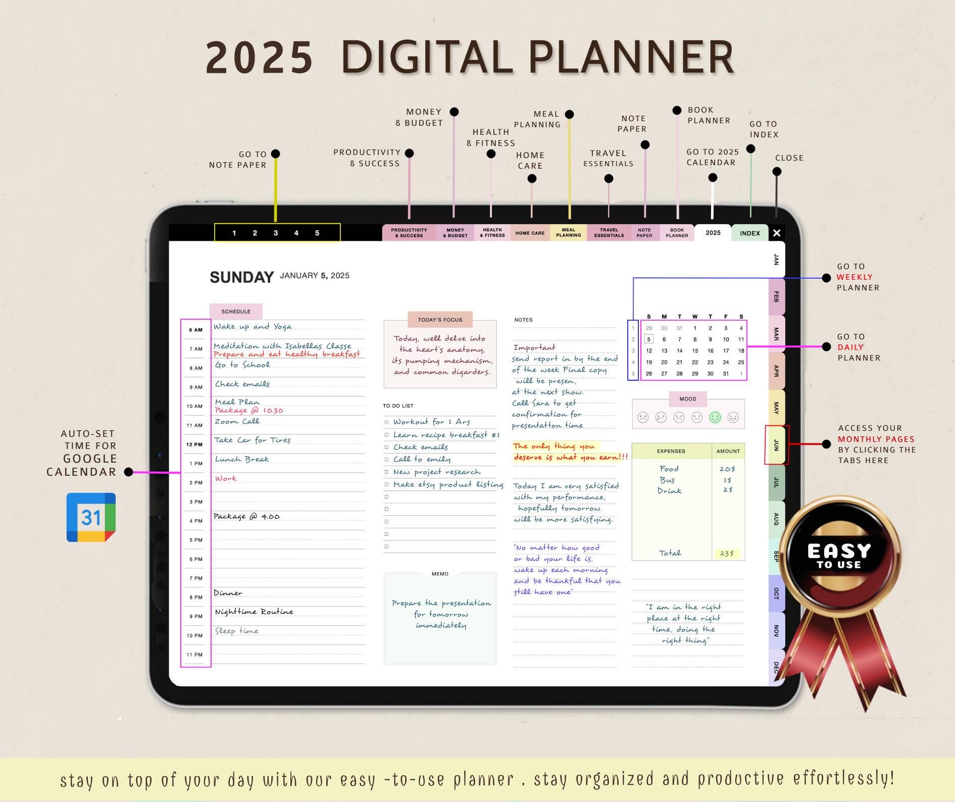 2025 Digital Planner: Rainbow Theme, Hyperlinked (digital Download) - Etsy