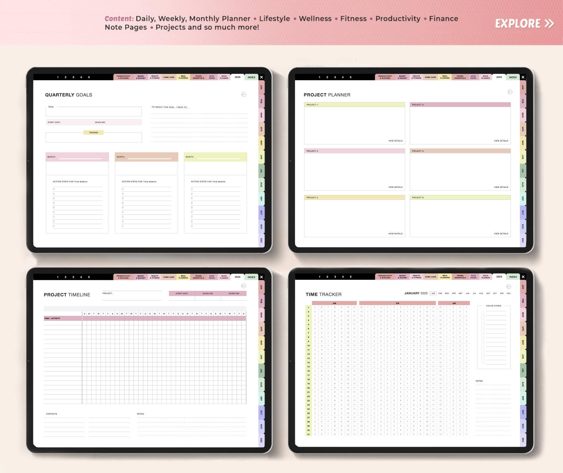 2025 Digital Planner: Rainbow Theme, Hyperlinked (digital Download) - Etsy