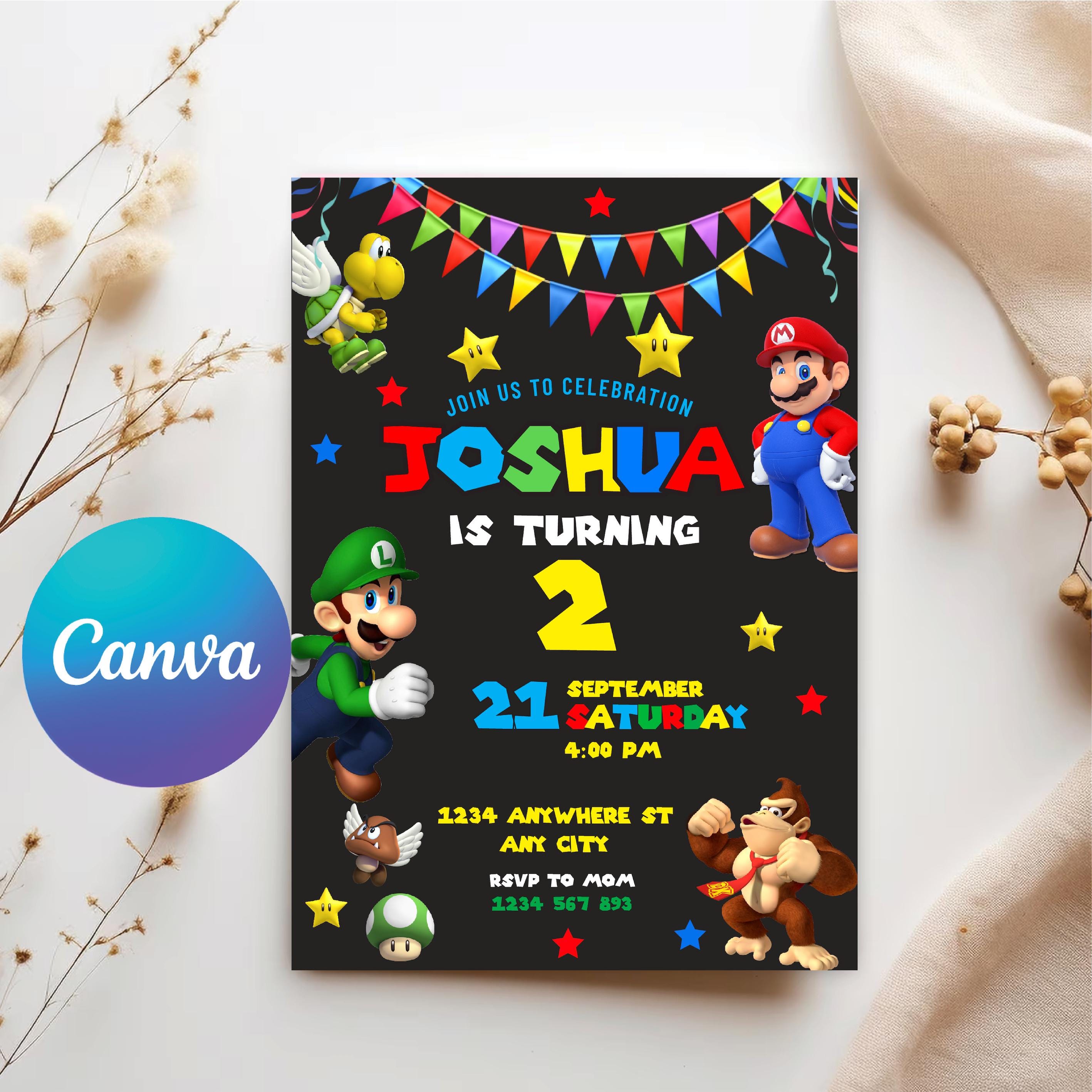 Super Mario Birthday Invitation: Editable Canva Template (digital) - Etsy