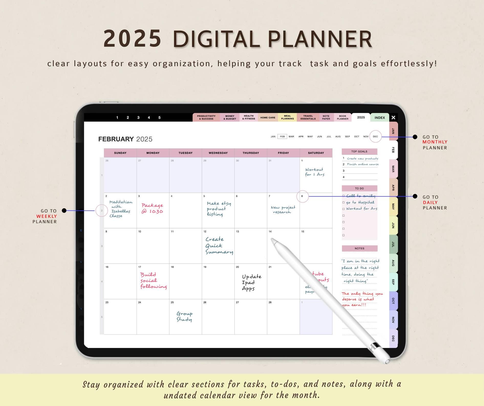 2025 Digital Planner: Rainbow Theme, Hyperlinked (digital Download) - Etsy