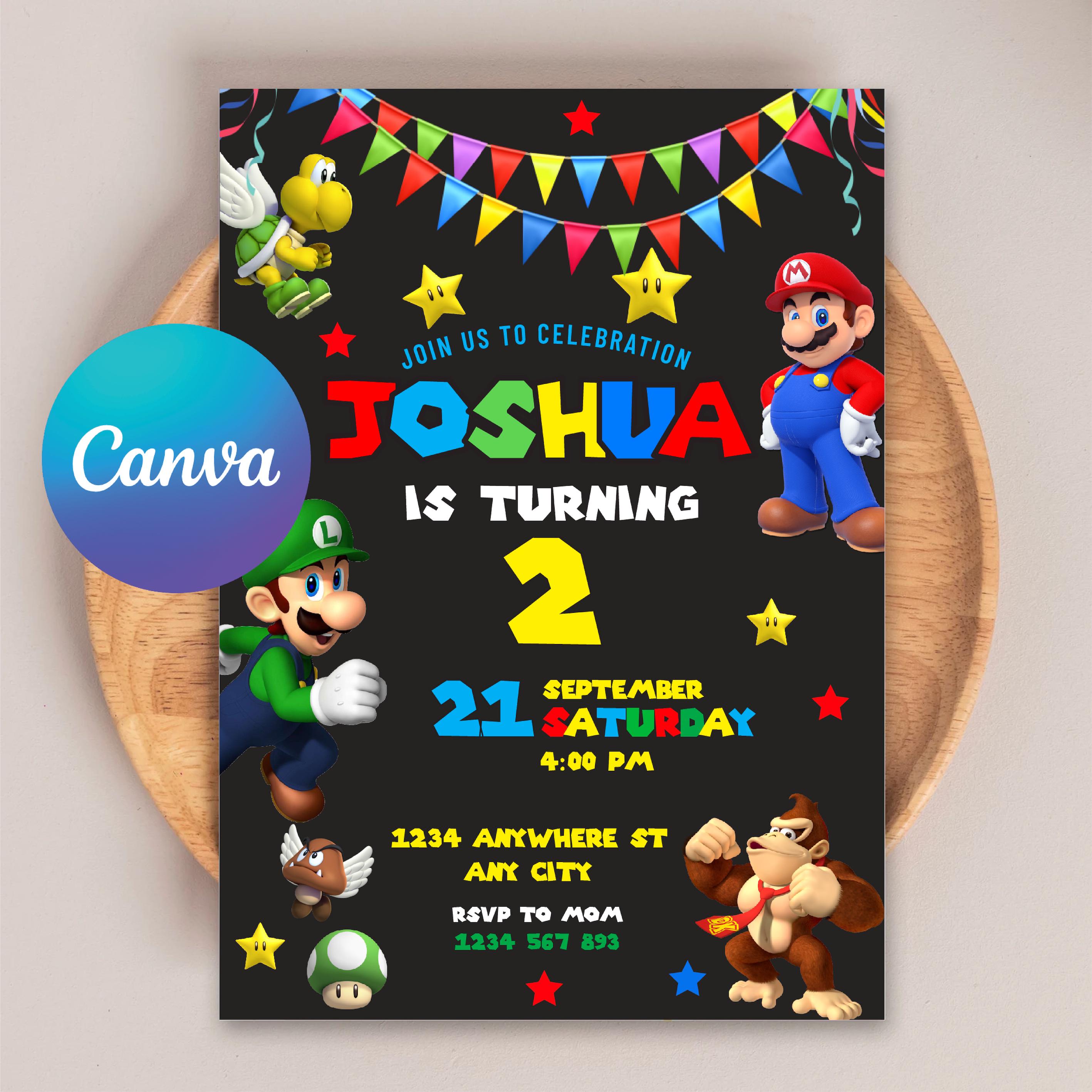 Super Mario Birthday Invitation: Editable Canva Template (digital) - Etsy