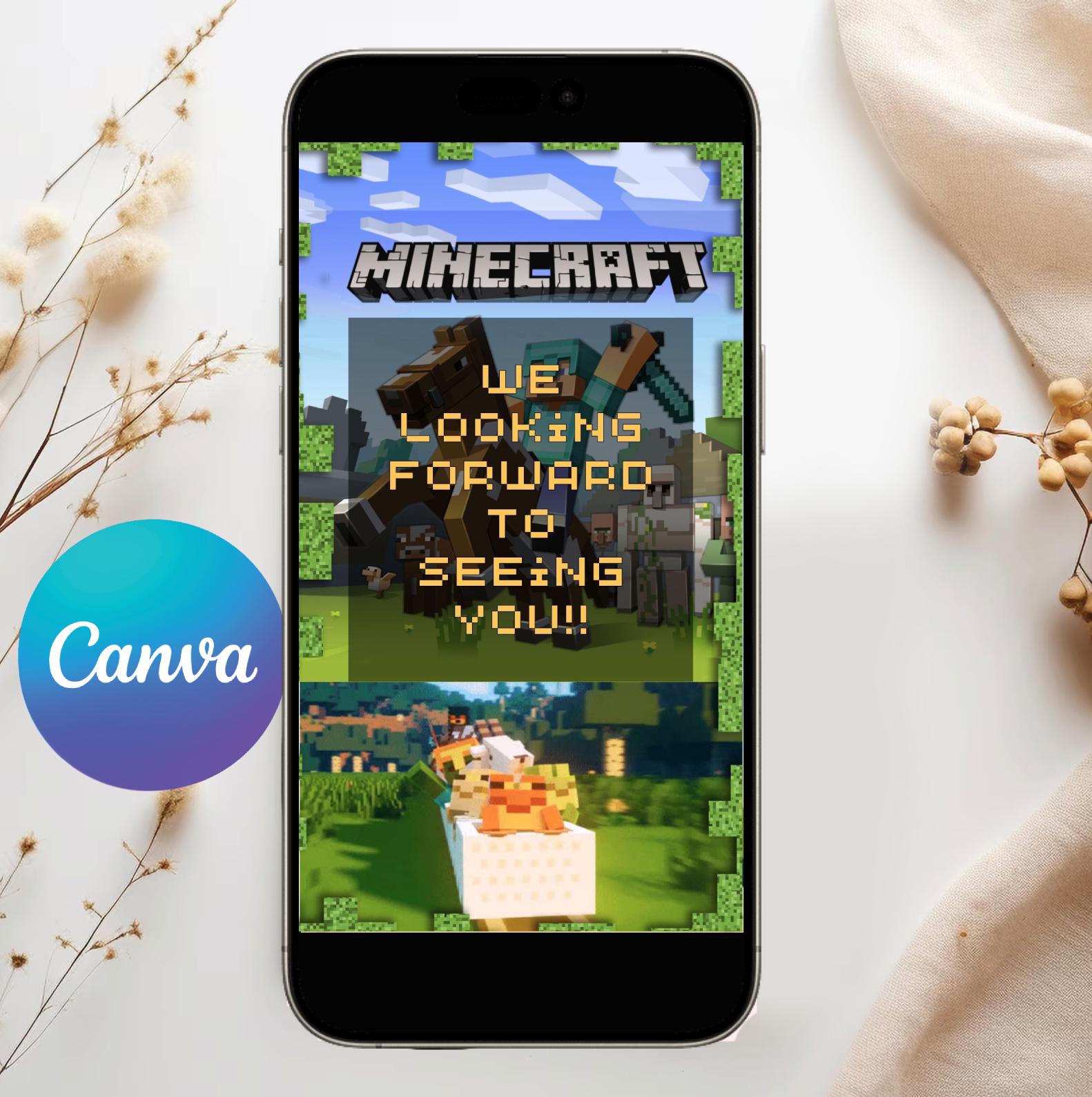 Minecraft Animated Invitation Birthday,party Video Invitation,birthday ...