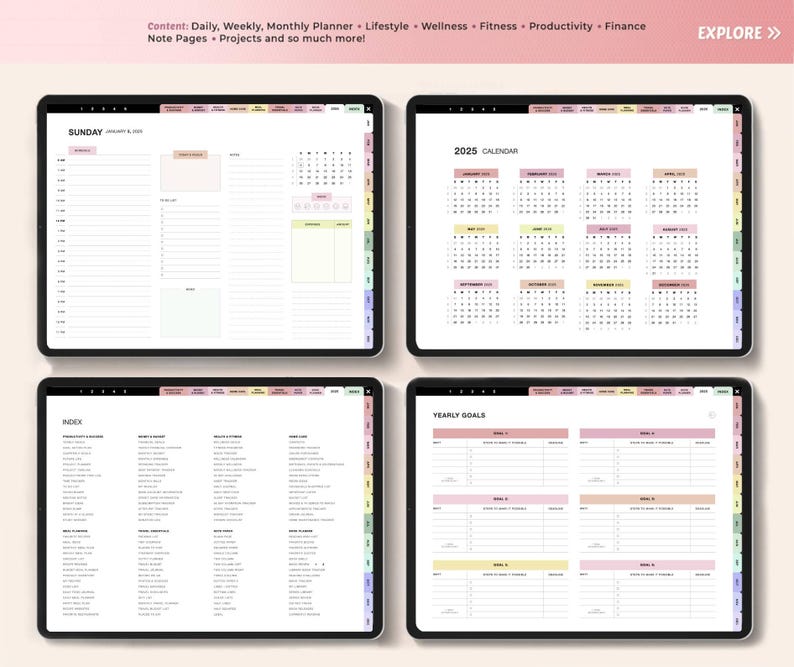 2025 Digital Planner: Rainbow Theme, Hyperlinked (digital Download) - Etsy