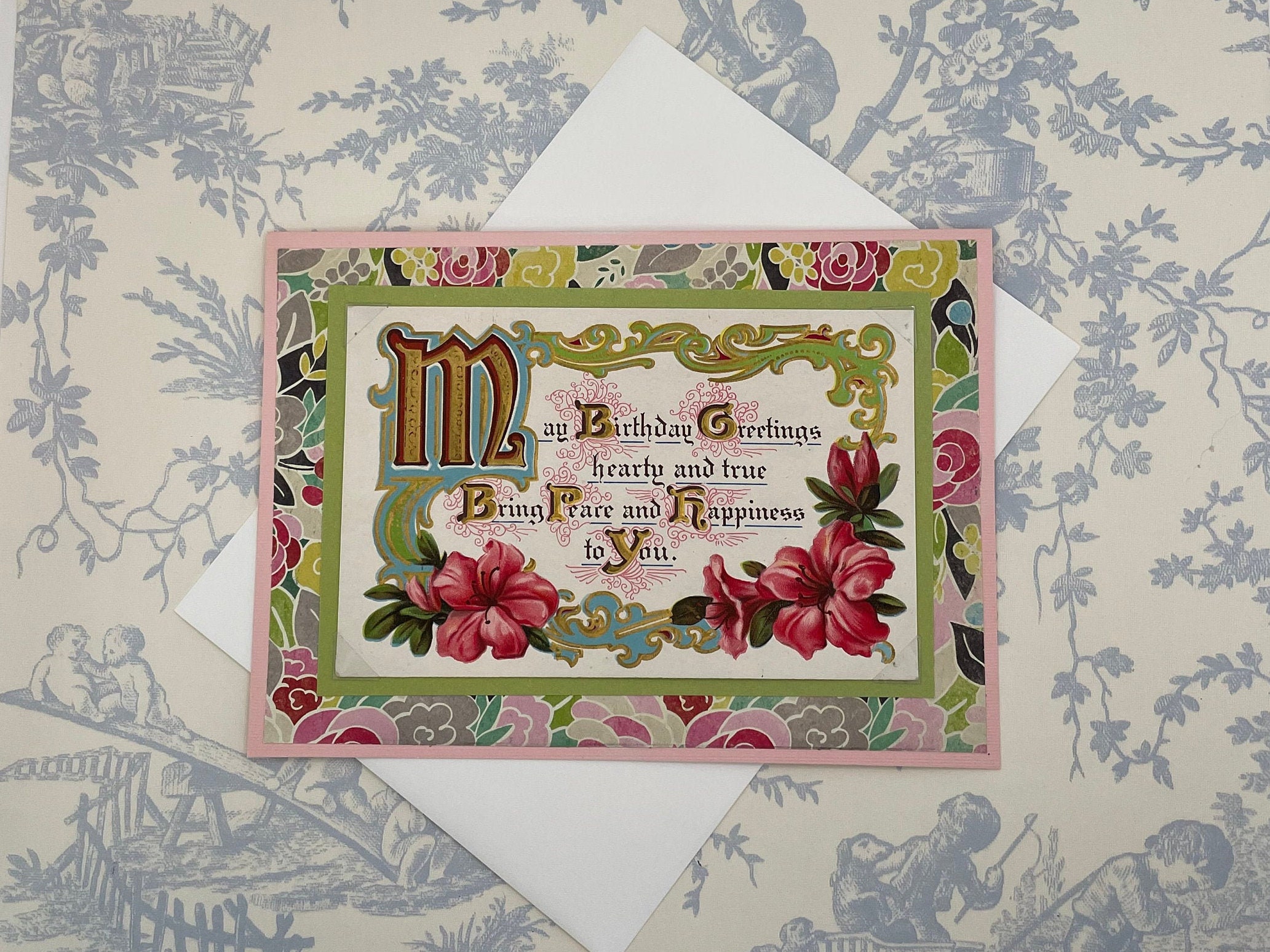 Old-fashioned Birthday Card Made With an Original Vintage Postcard ...