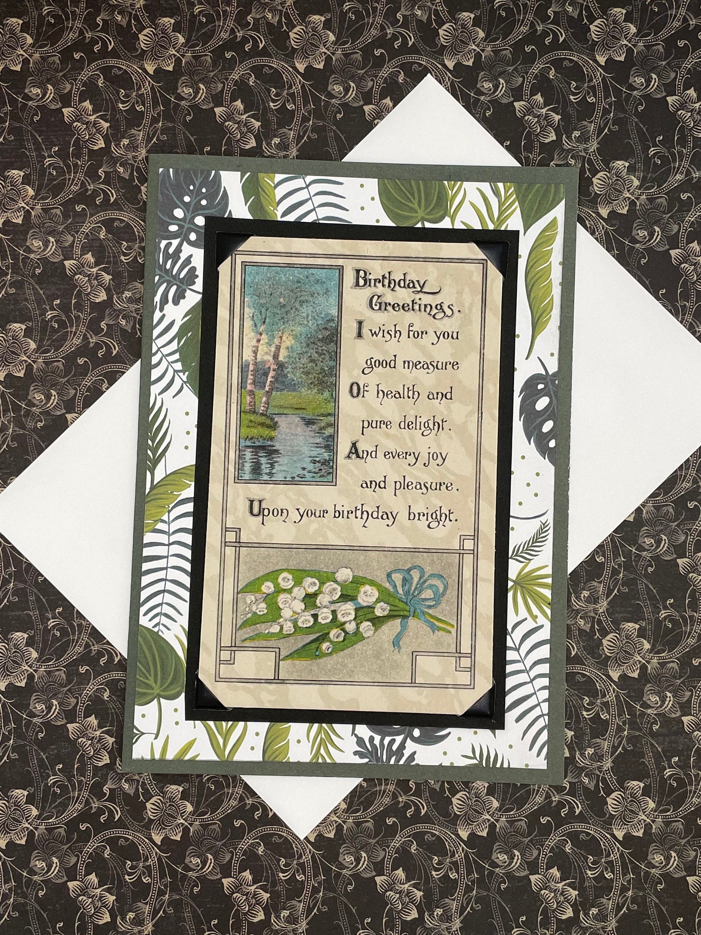 Old-fashioned Birthday Card, Original Early 1900s Postcard Upcycled ...