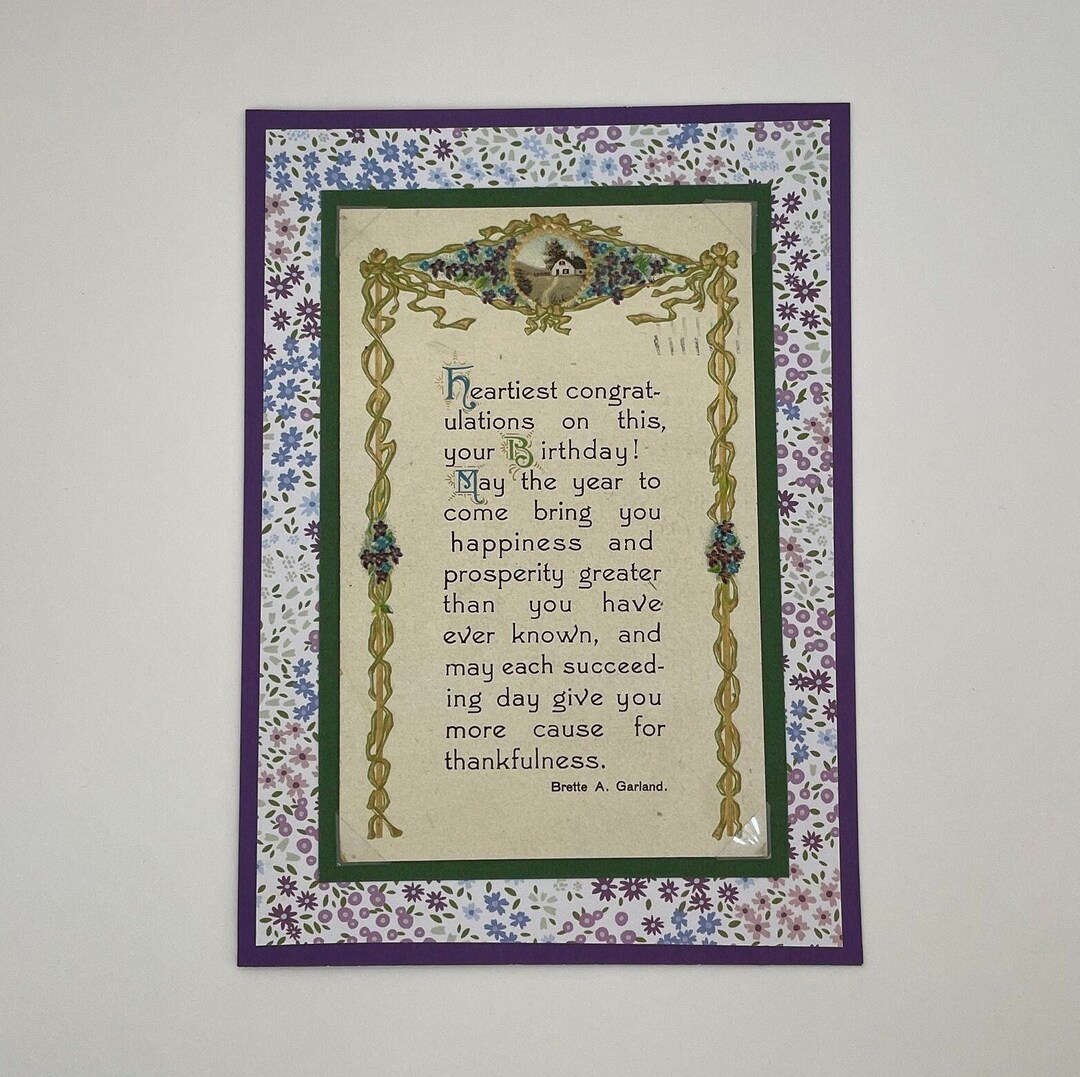 Unique Old-fashioned Birthday Card, Card Made Using an Original Vintage ...