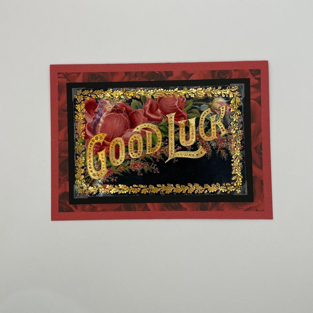 Good Luck Card, Old-fashioned Greeting Card Handmade With an Original ...