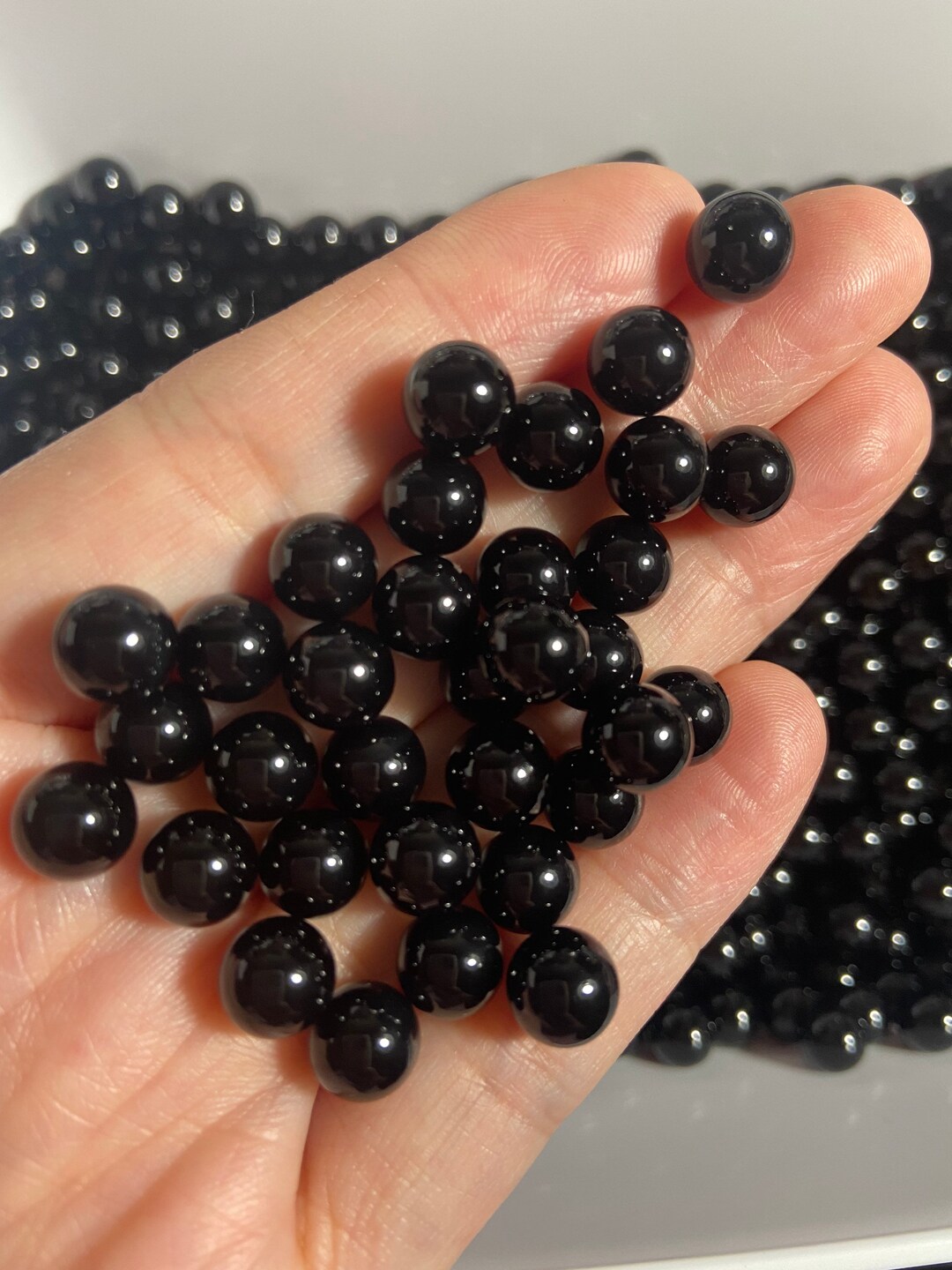6mm/8mm Black Boba Beads, No Hole, Boba Caviar Pearl Beads, Fake Boba ...