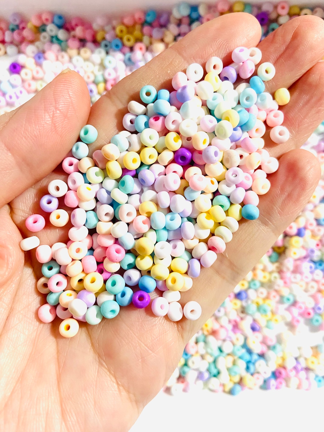 Pastel Glass Seed Bead Mix, Size 6, 4mm, Macaron Glass Bead Soup, Seed ...