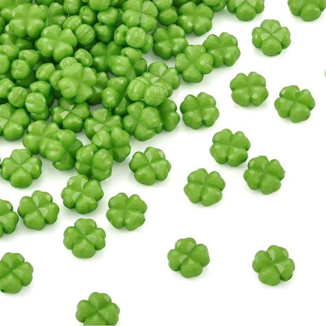 Acrylic Four Leaf Green Clover Beads, 11mm Acrylic Clover Bead, Craft ...