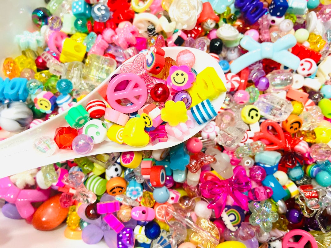 Rainbow Bead Soup, Kandi Bead Confetti, Y2K 90s Kawaii Mixed Beads ...