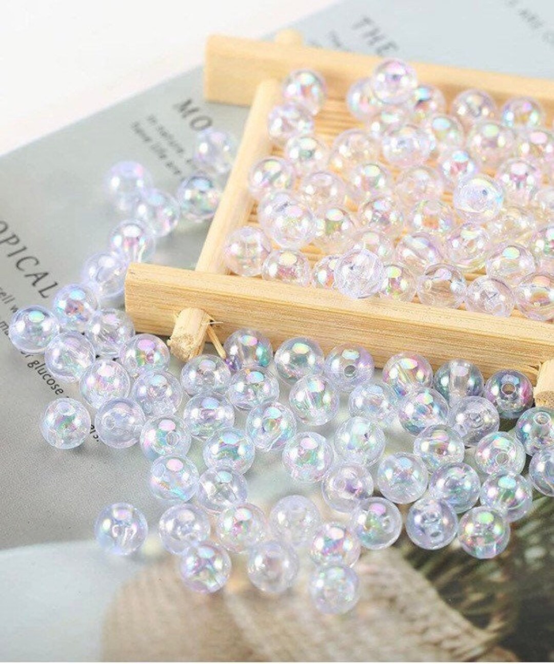 Iridescent AB Color Acrylic Beads: 8mm DIY Jewelry Making - Etsy