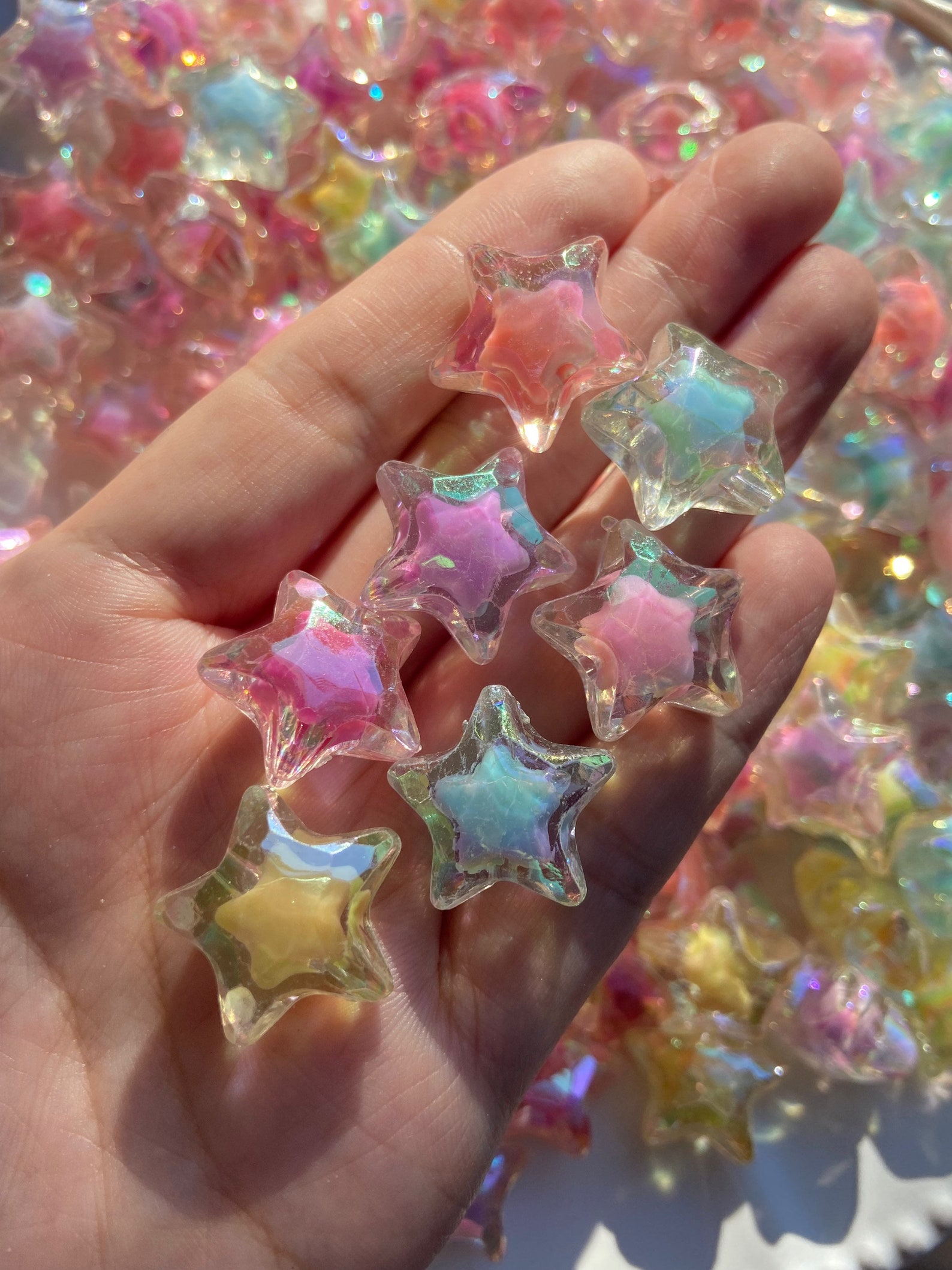 20mm AB Color Star Beads Iridescent Star Bead Bead in Bead - Etsy