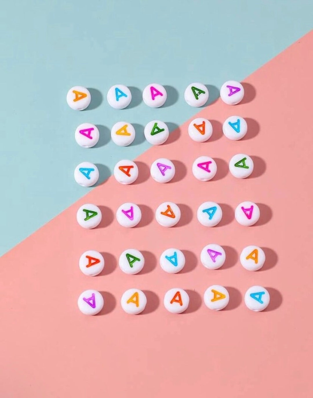 100pc Letter A Multicolor Single Letter Beads, Letter A to Z, Acrylic ...