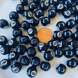 10pc 8 Ball Beads, Kandi Beads 12mm, 4mm Hole, Number 8 Bead, Acrylic ...