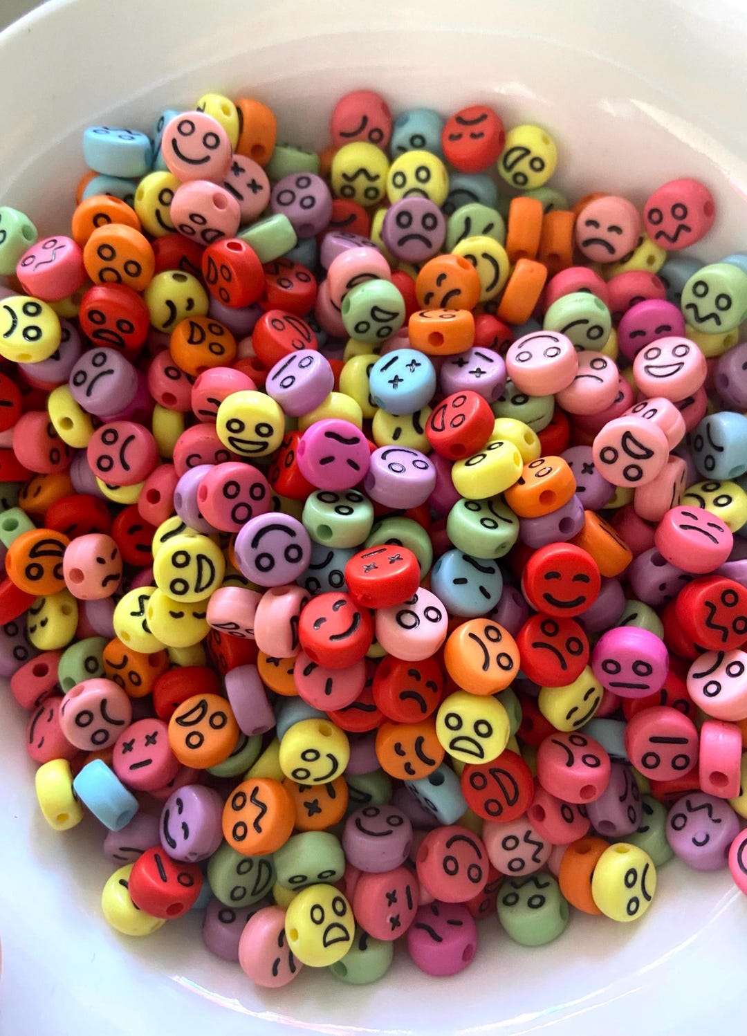 Emoji Beads, 7mm Mixed Emoji Expression Smile Beads,multicolor Random ...