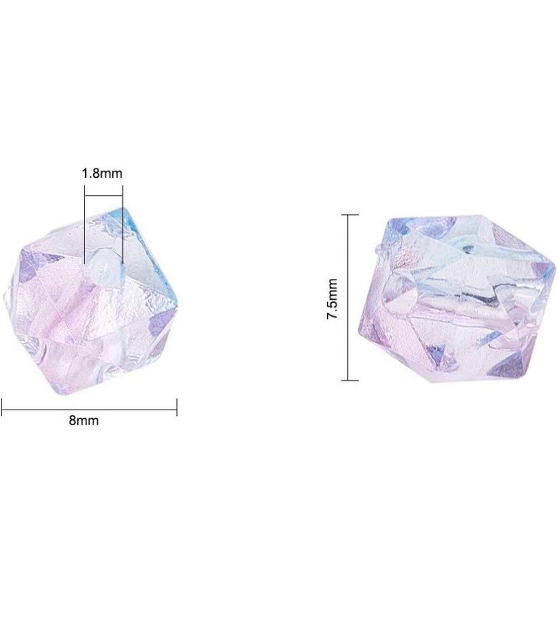 Acrylic Crystal Diamond Cube Beads Pink and Blue Polygon - Etsy