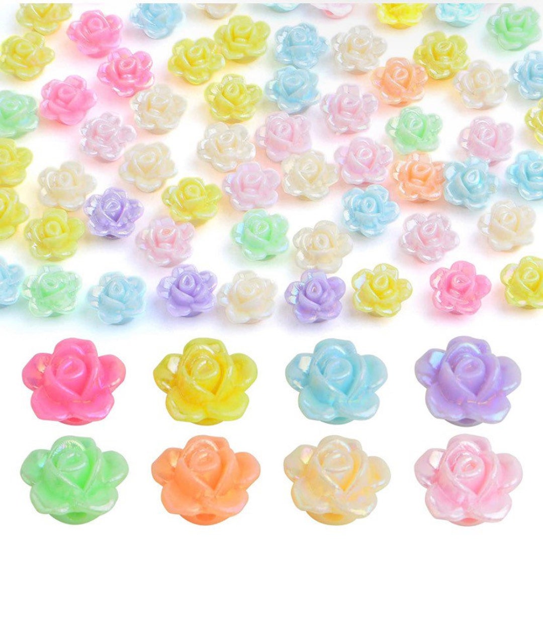 AB Color Flower Kandi Bead Mix, Y2K 90s Kawaii Mixed Flower Beads, BFF ...