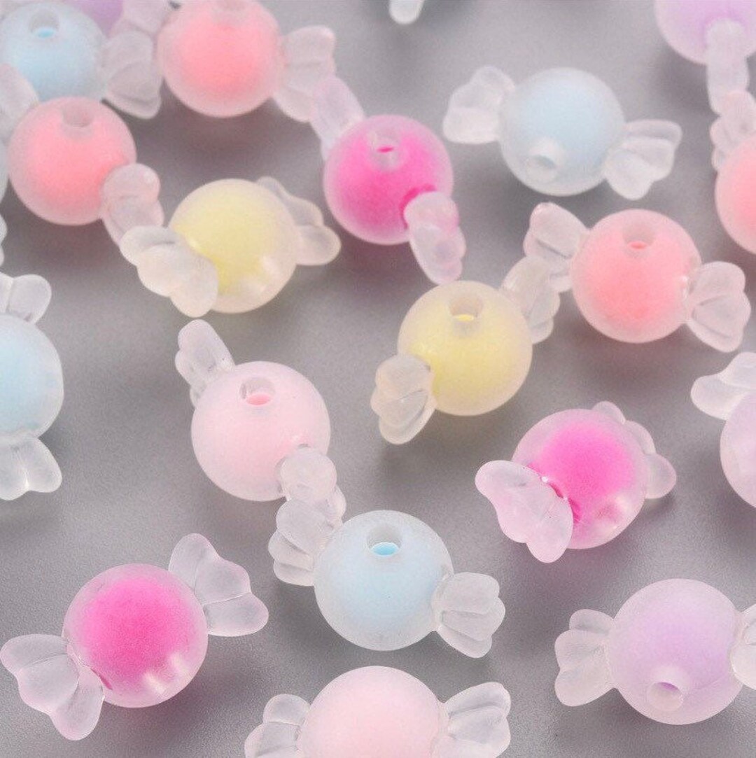 20mm Large Frosted Acrylic Candy Bead Mix, Y2K 90s Kawaii Kandi Beads ...