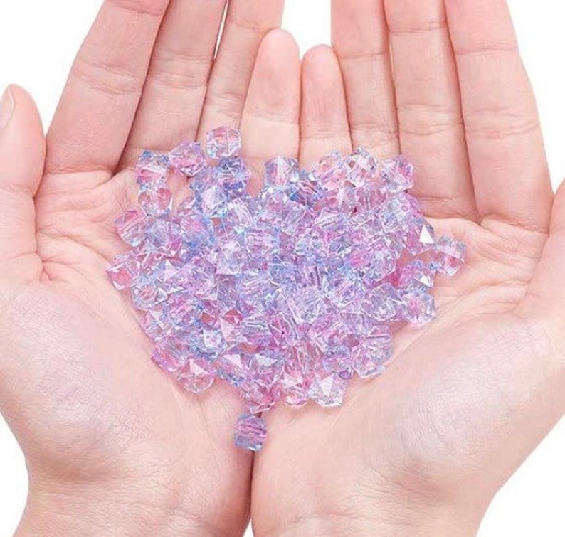 Acrylic Crystal Diamond Cube Beads Pink and Blue Polygon - Etsy